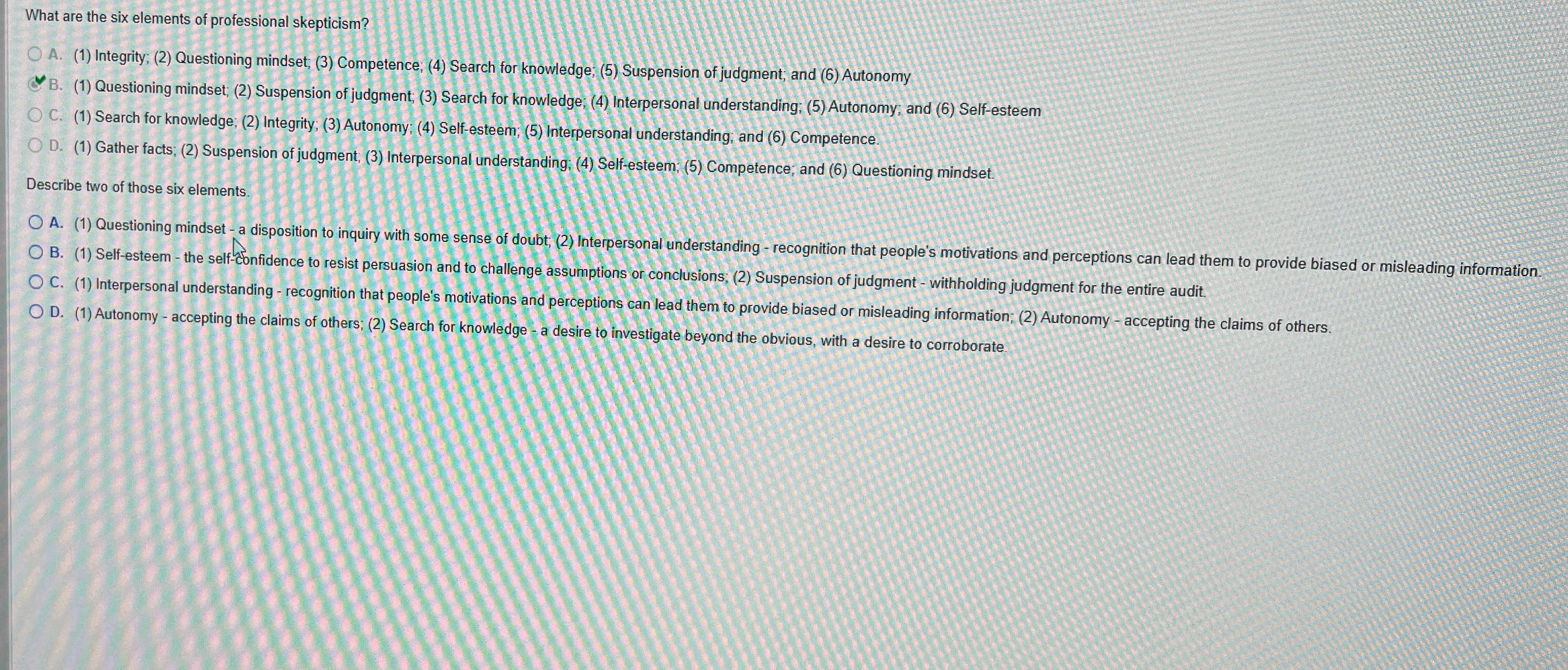 Solved What are the six elements of professional | Chegg.com