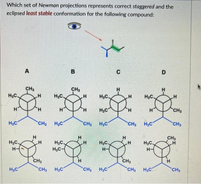 Solved Which set of Newman projections represents correct | Chegg.com