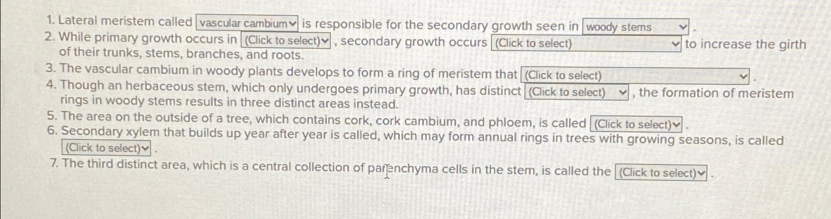 Solved Lateral meristem called vascular cambium v is | Chegg.com