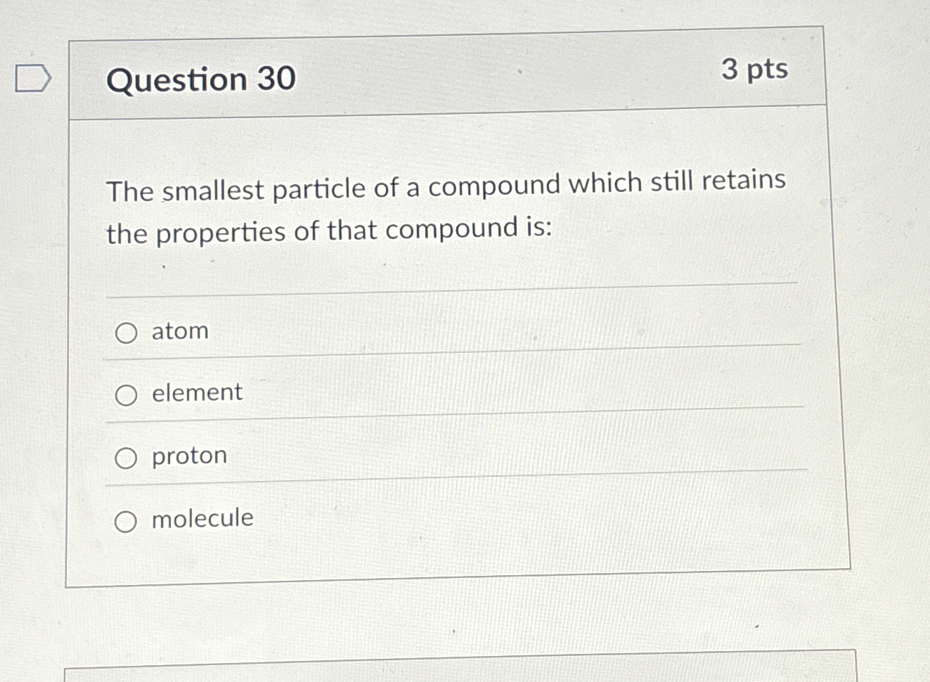 Solved Question 30The smallest particle of a compound which | Chegg.com