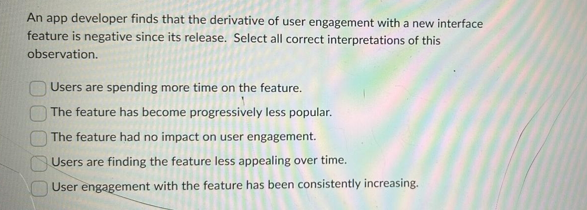 Solved An app developer finds that the derivative of user | Chegg.com