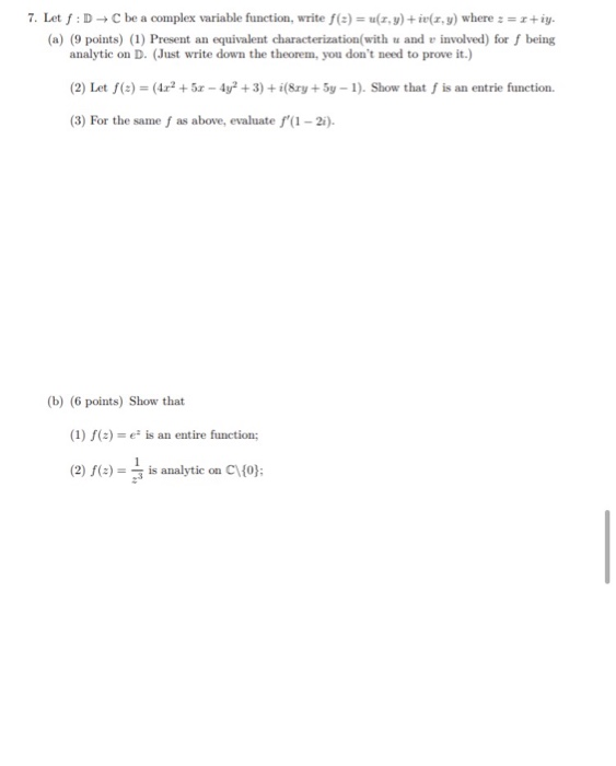 Solved 7 Let D C Be A Complex Variable Function Write