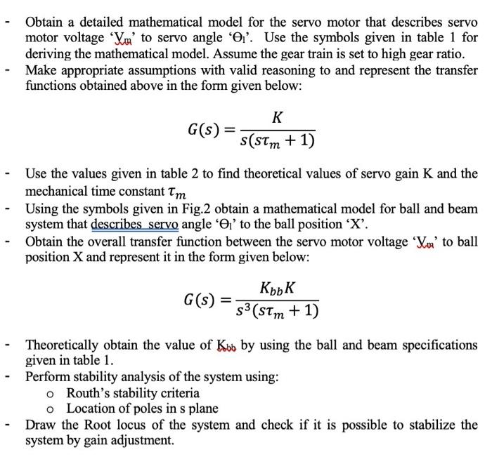 Solved Obtain a detailed mathematical model for the servo | Chegg.com