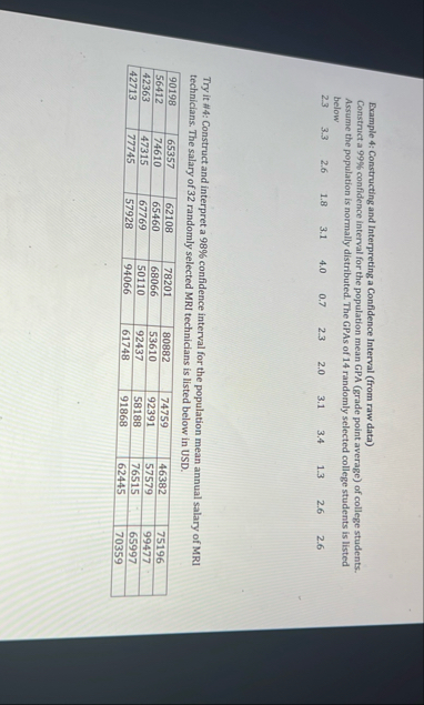 Example 4: Constructing and Interpreting a Confidence | Chegg.com