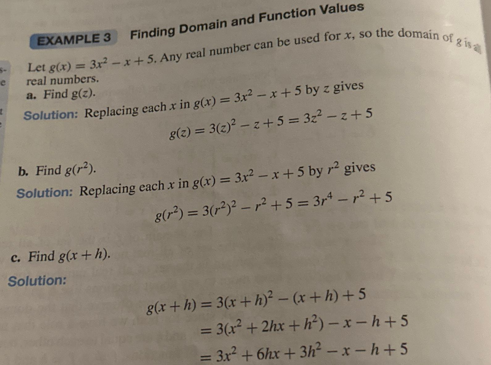 Solved EXAMPLE 3 ﻿Finding Domain and Function ValuesLet | Chegg.com
