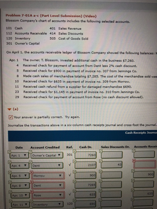 Solved Problem 7-01A a-c (Part Level Submission) (Video) | Chegg.com