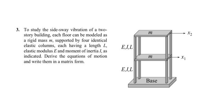Solved 3. To study the side-sway vibration of a twostory | Chegg.com