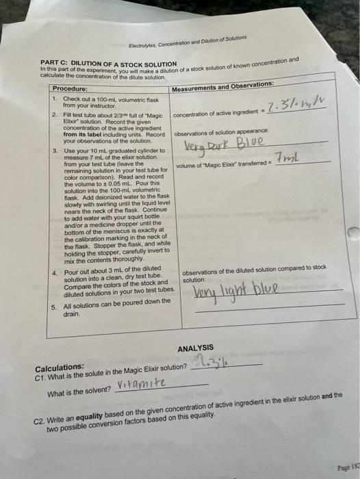 c3. How many grams of Vitamite were in the elixir | Chegg.com