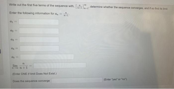 Solved Write out the first five terms of the sequence with. | Chegg.com