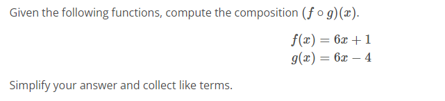 Solved Given the following functions, compute the | Chegg.com