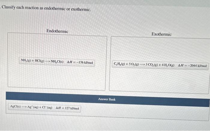 Solved Classify each reaction as endothermic or exothermic. | Chegg.com