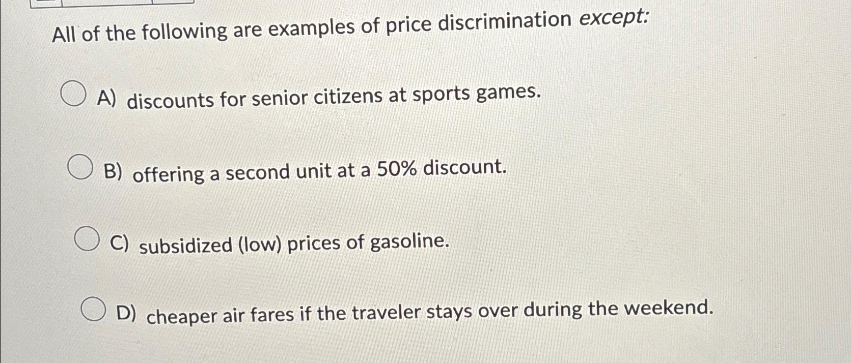 Solved All of the following are examples of price | Chegg.com