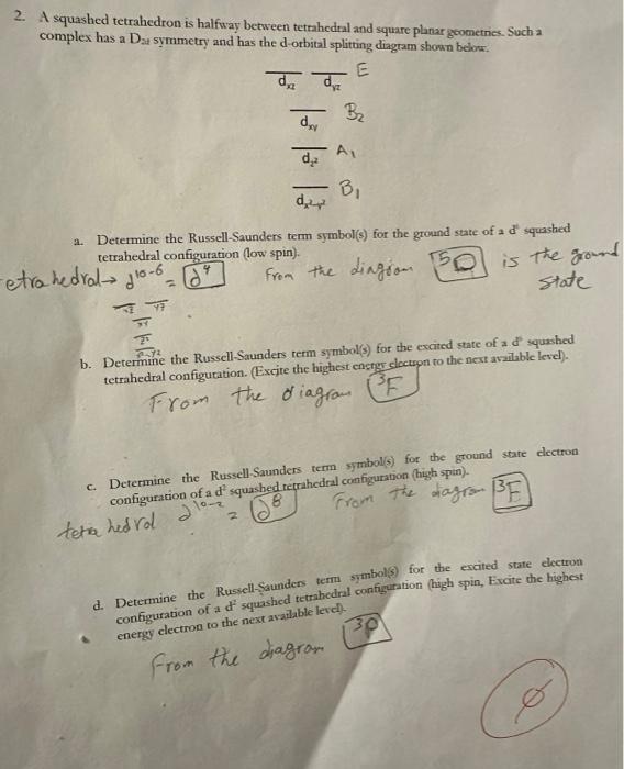 Solved 2. A squashed tetrahedron is halfway between | Chegg.com
