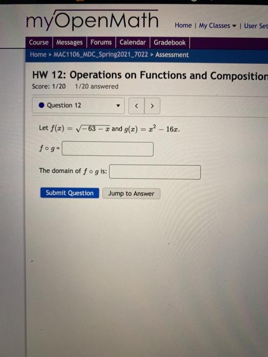 Solved myOpenMath Home My Classes User Set Course Messages | Chegg.com