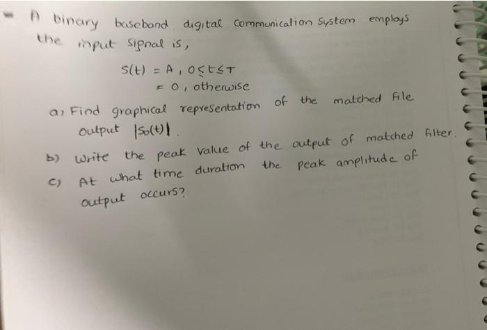 Solved binary baseband digital communication system employs | Chegg.com