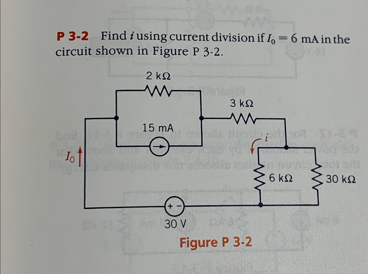 Solved P 3-2 ﻿Find i using current division if I0=6mA ﻿in | Chegg.com