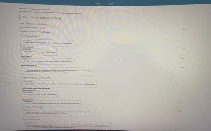 Report-Density and Specific srovity Deivery and foeme | Chegg.com