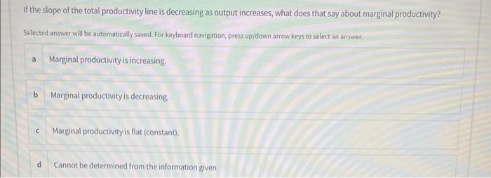 Solved If the slope of the total productivity line is | Chegg.com