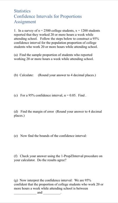 Solved Statistics Confidence Intervals for Proportions | Chegg.com