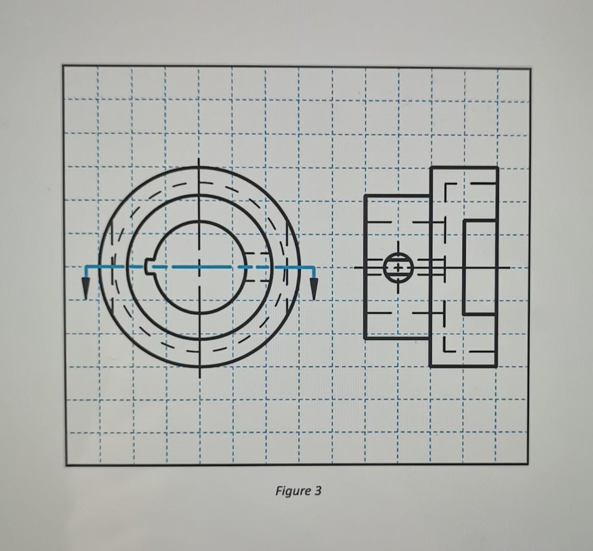 Solved Draw the views and sectional views as indicated by | Chegg.com