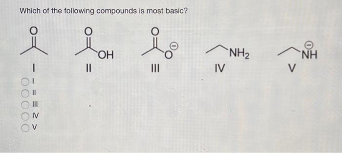 Solved Which of the following compounds is most basic? 요 28 | Chegg.com