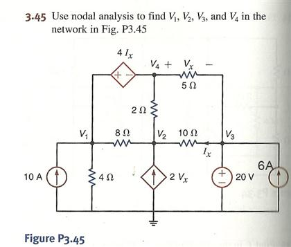 Use nodal analysis to find V1, V2, V3, and V4 in the | Chegg.com