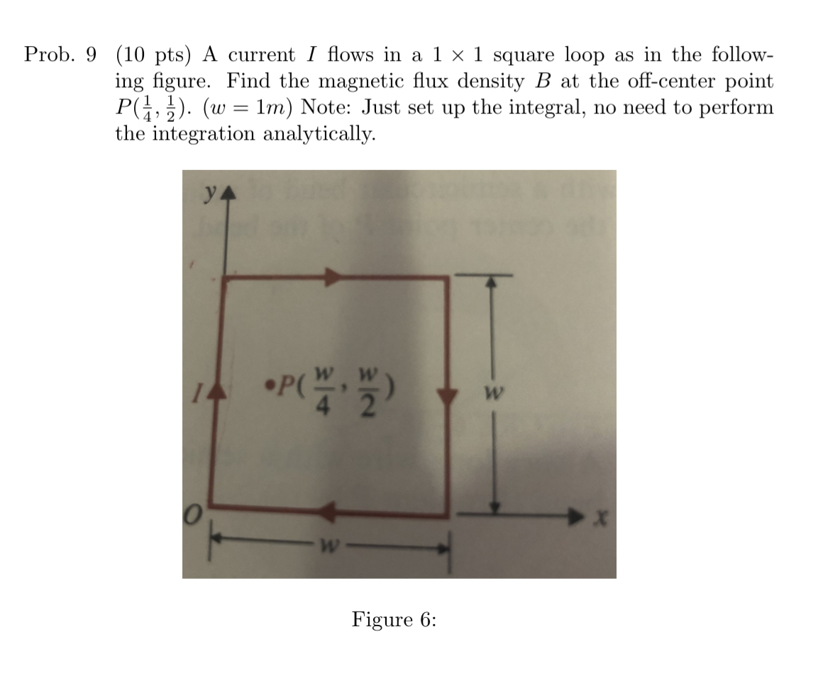 Solved Prob. 9 ( 10 pts) A current I flows in a 1×1 | Chegg.com Solved Prob. 9 ( 10 pts) A current I flows in a 1×1 | Chegg.com