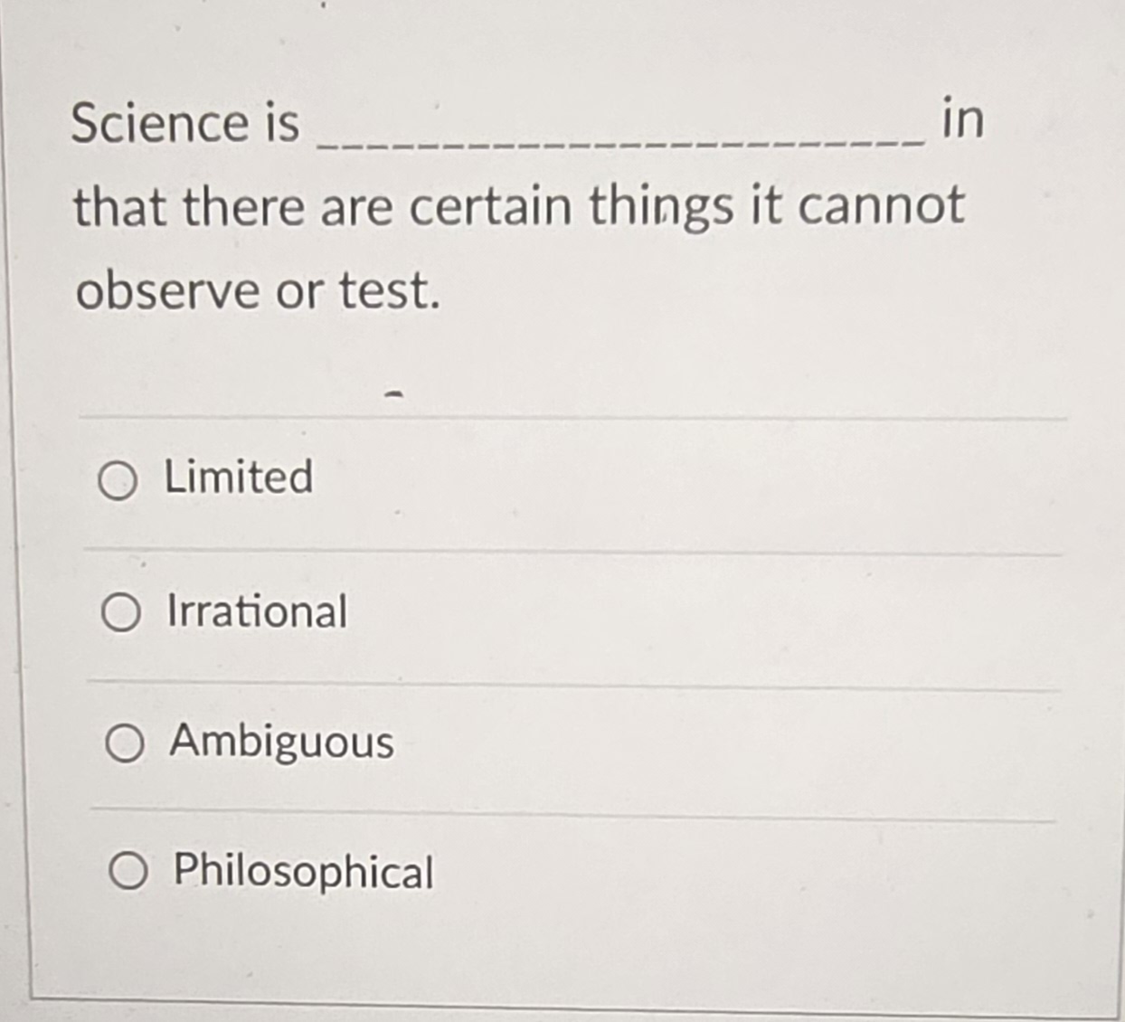 Solved Science isinthat there are certain things it | Chegg.com