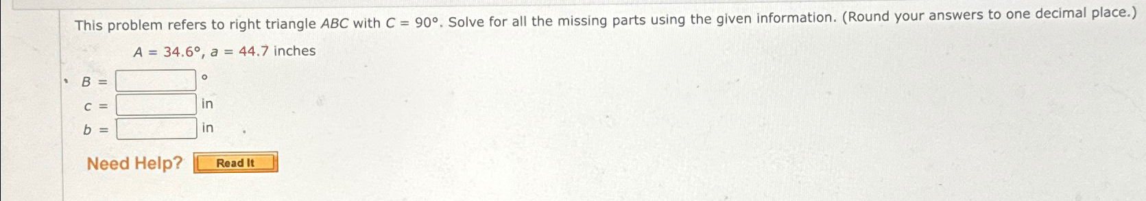Solved This problem refers to right triangle ABC with C=90°. | Chegg.com