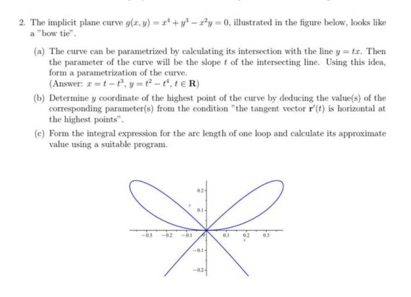 Solved The implicit plane curve g(x,y)=x4+y3-x2y=0, | Chegg.com