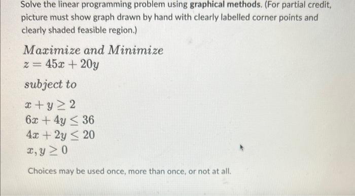 Solved Solve The Linear Programming Problem Using Graphical