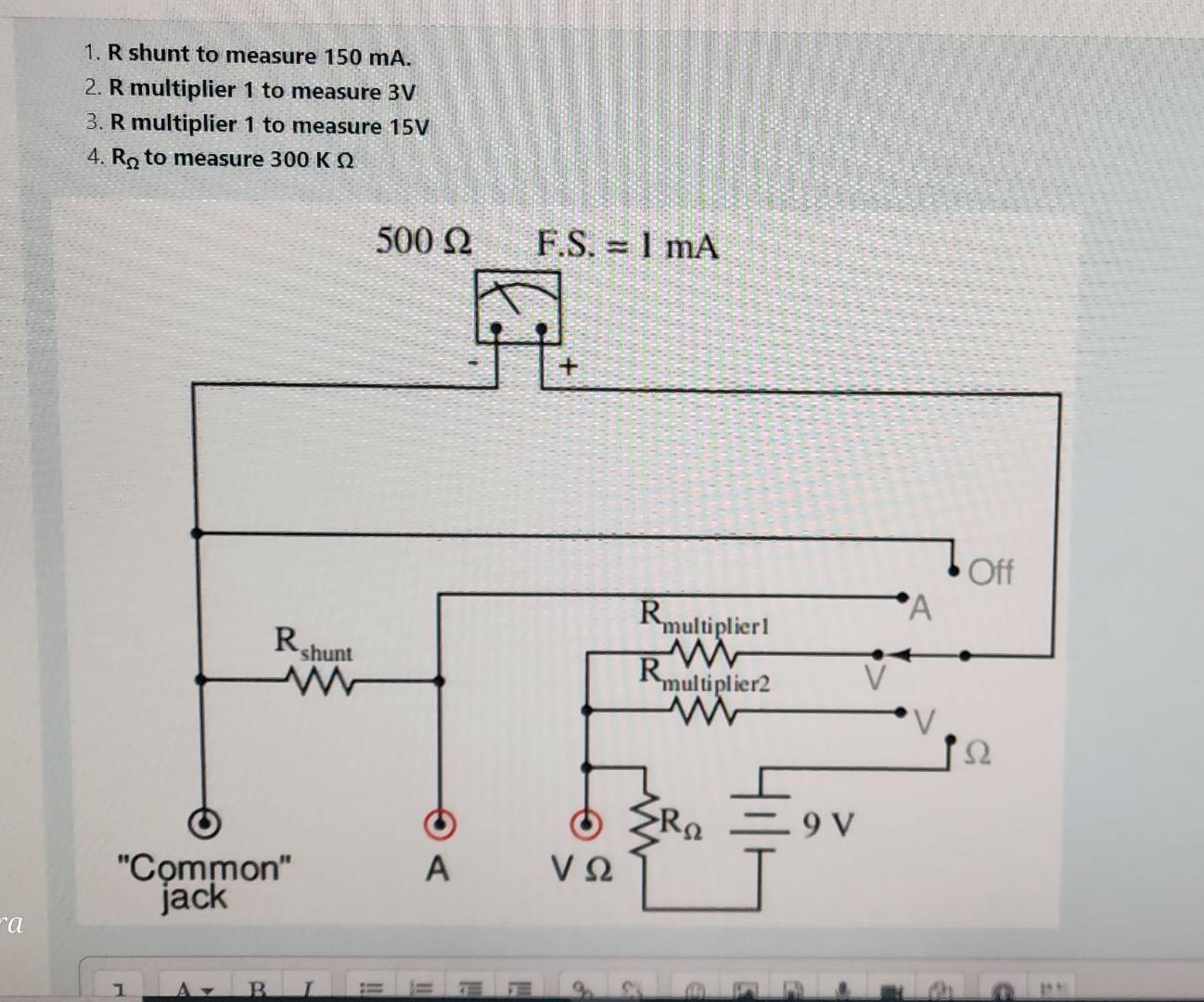 Solved R ﻿shunt to measure 150mA.R multiplier 1 ﻿to measure | Chegg.com