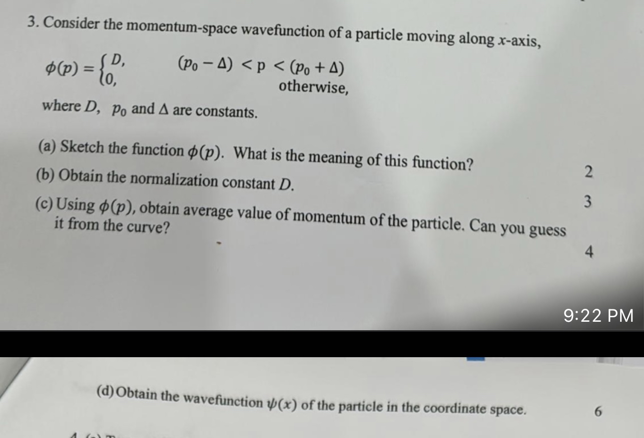 Solved Consider The Momentum Space Wavefunction Of A