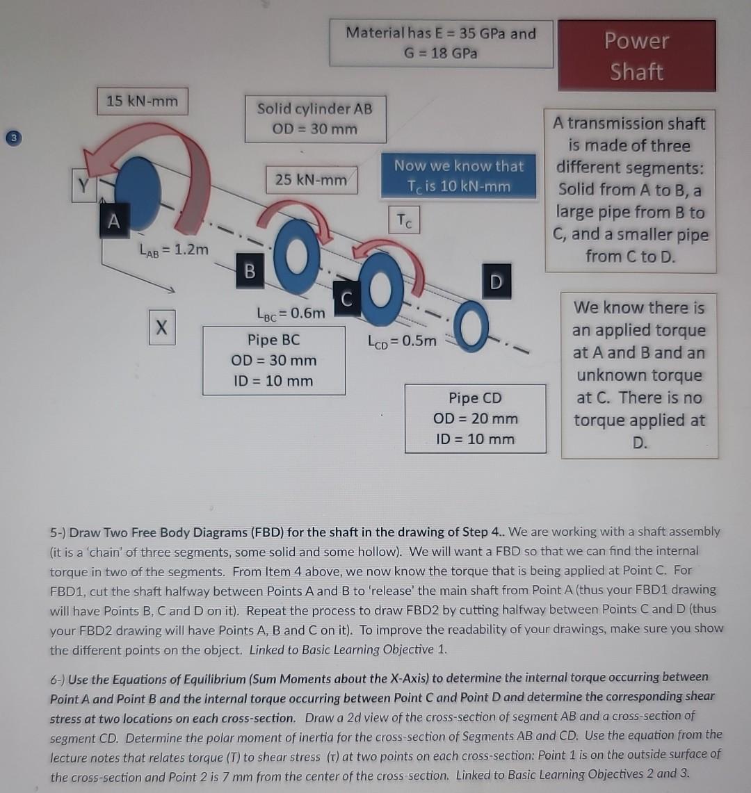Solved 5-) Draw Two Free Body Diagrams (FBD) for the shaft | Chegg.com