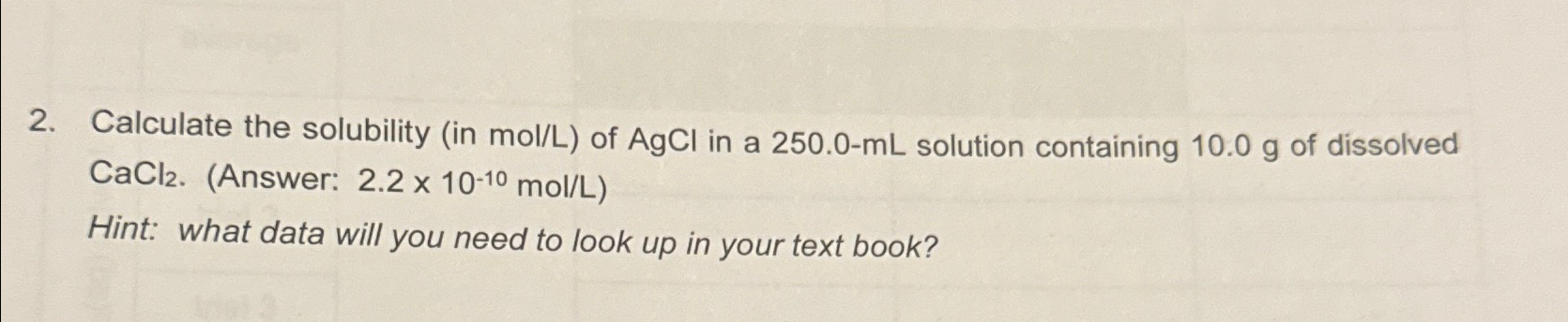 Solved Calculate the solubility (in molL ) ﻿of AgCl in a | Chegg.com