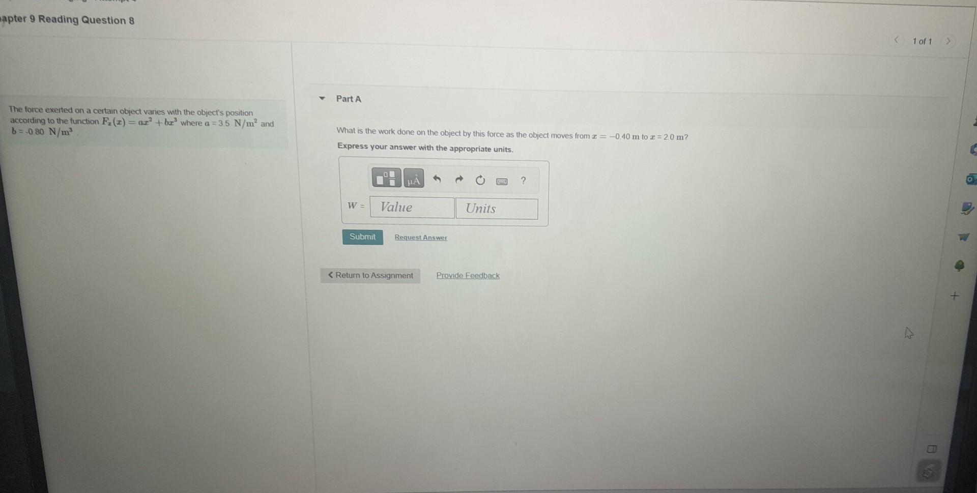 Solved The force exerted on a certain object varies with the | Chegg.com