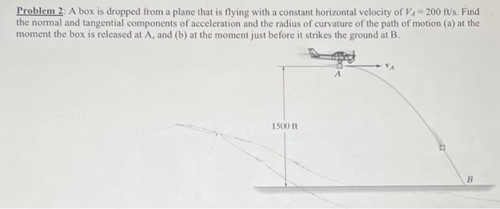 Solved Problem 2: A box is dropped from a plane that is | Chegg.com