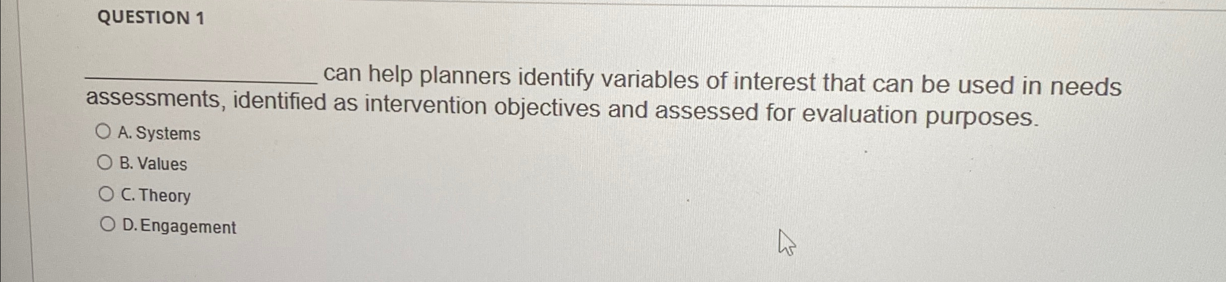 Solved QUESTION 1q, ﻿can help planners identify variables of | Chegg.com
