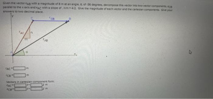Solved Given the vector TAB with a magnitude of 8 m at an | Chegg.com