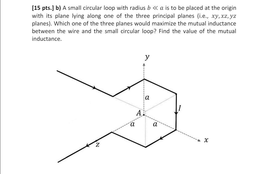 Solved [15 ﻿pts.] ﻿b) ﻿A small circular loop with radius b≪a | Chegg.com