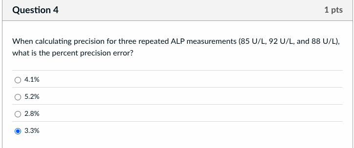Solved When calculating precision for three repeated ALP | Chegg.com