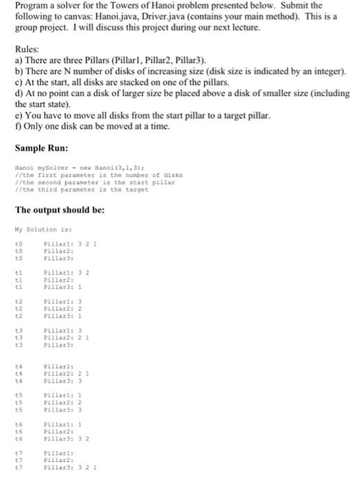 Solved Program a solver for the Towers of Hanoi problem | Chegg.com