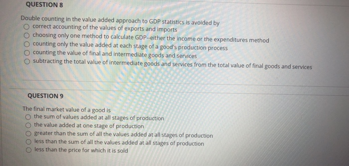 Solved QUESTION 8 Double counting in the value added | Chegg.com