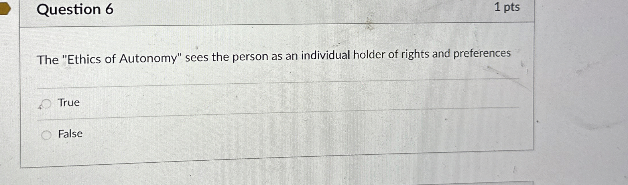 Solved Question 61 ﻿ptsThe "Ethics of Autonomy" sees the | Chegg.com