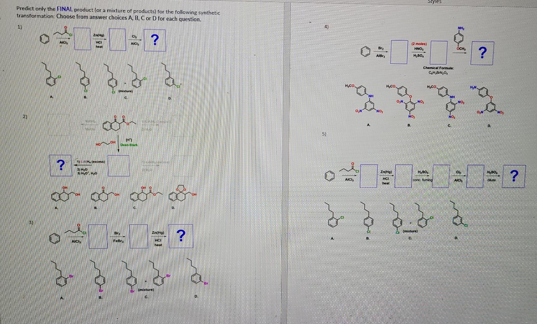 Solved Predict only the FINAL product (or a mixture of | Chegg.com