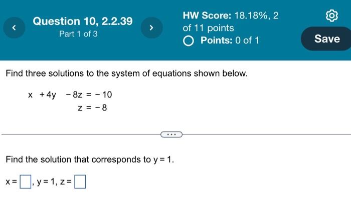 Solved Find three solutions to the system of equations shown | Chegg.com