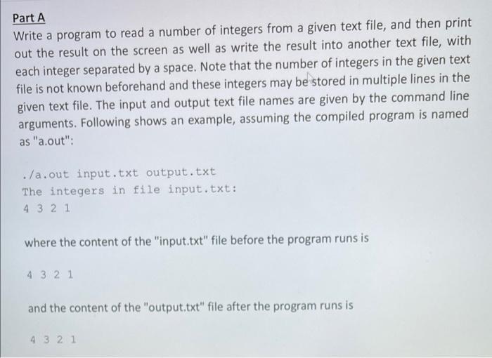 Solved Part A Write a program to read a number of integers | Chegg.com