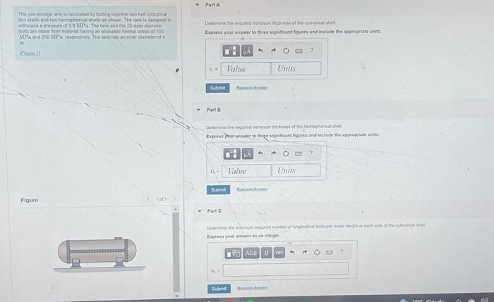Solved The gas storage tank is fabricated by bolting | Chegg.com