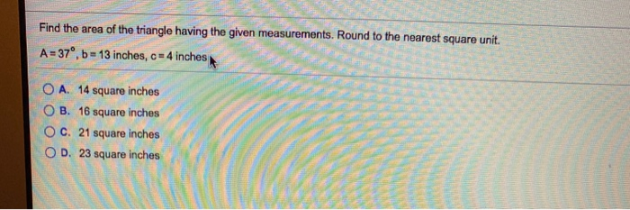 Solved Find the area of the triangle having the given | Chegg.com