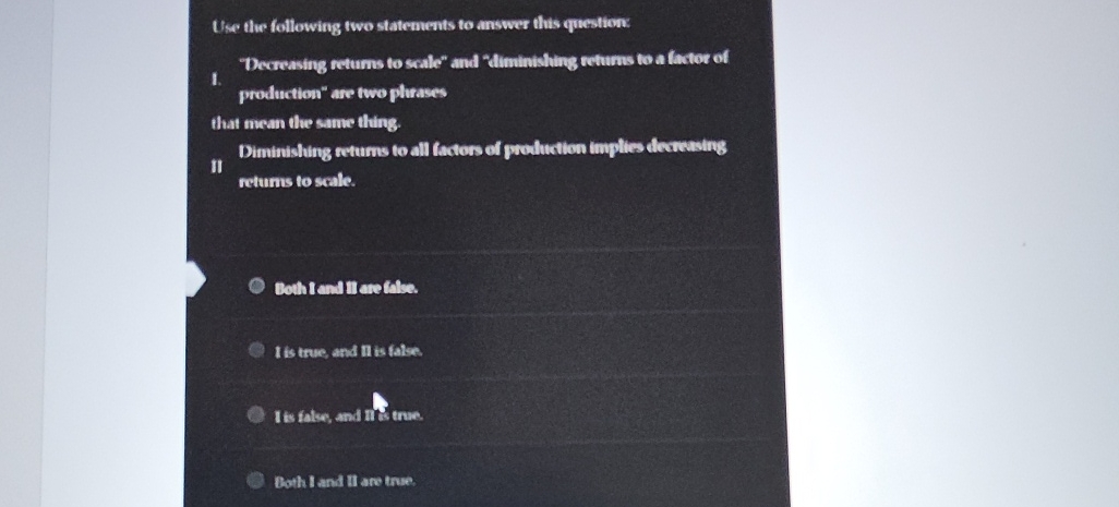 Solved Use the following two statements to answer this | Chegg.com